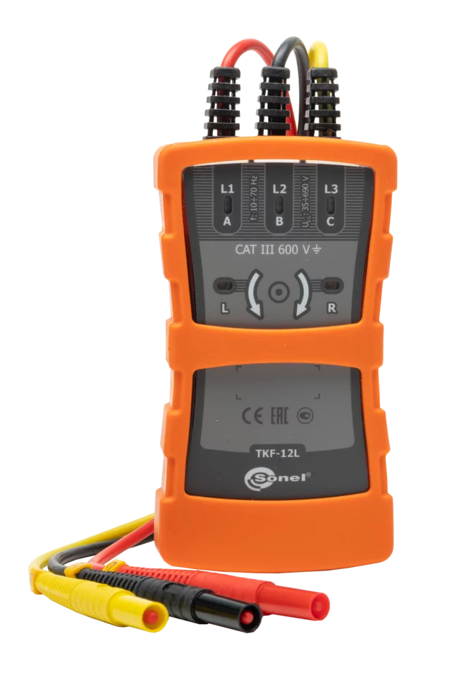 TKF 12L Phase Sequence And Motor Rotation Tester Sonel Test Equipment USA tkf-12l-phase-sequence-and-motor-rotation-tester-sonel-test-equipment-usa