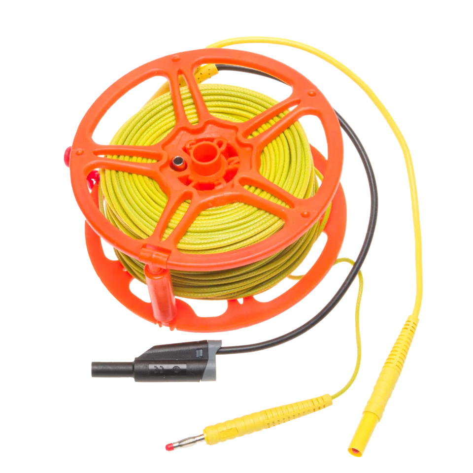 Test lead 50 m for earth resistance measurements (on a reel, banana pl ...